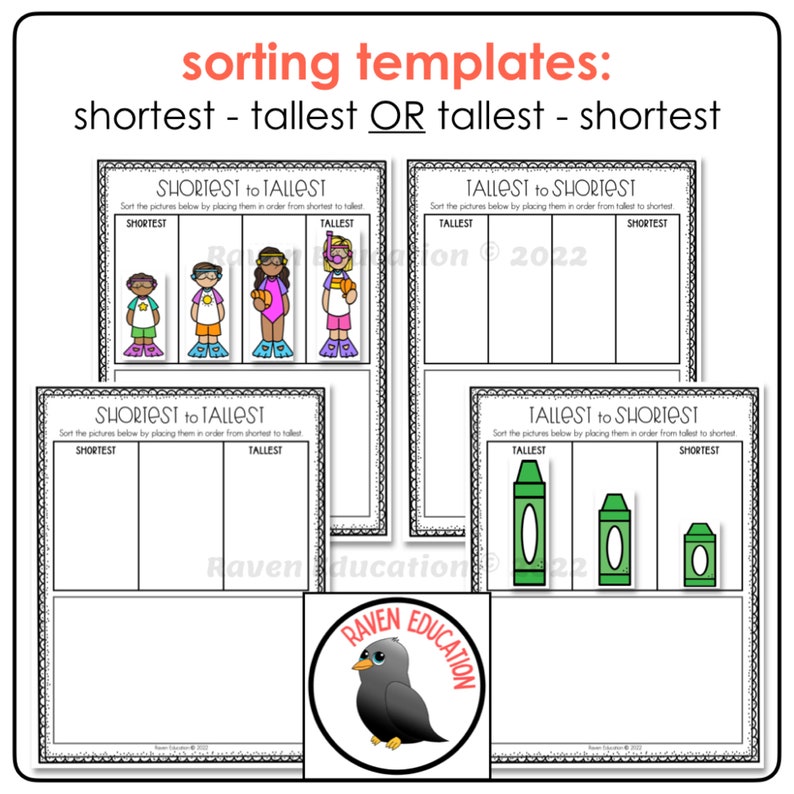 Shortest & Tallest Activities file Folders and Task Cards - Etsy