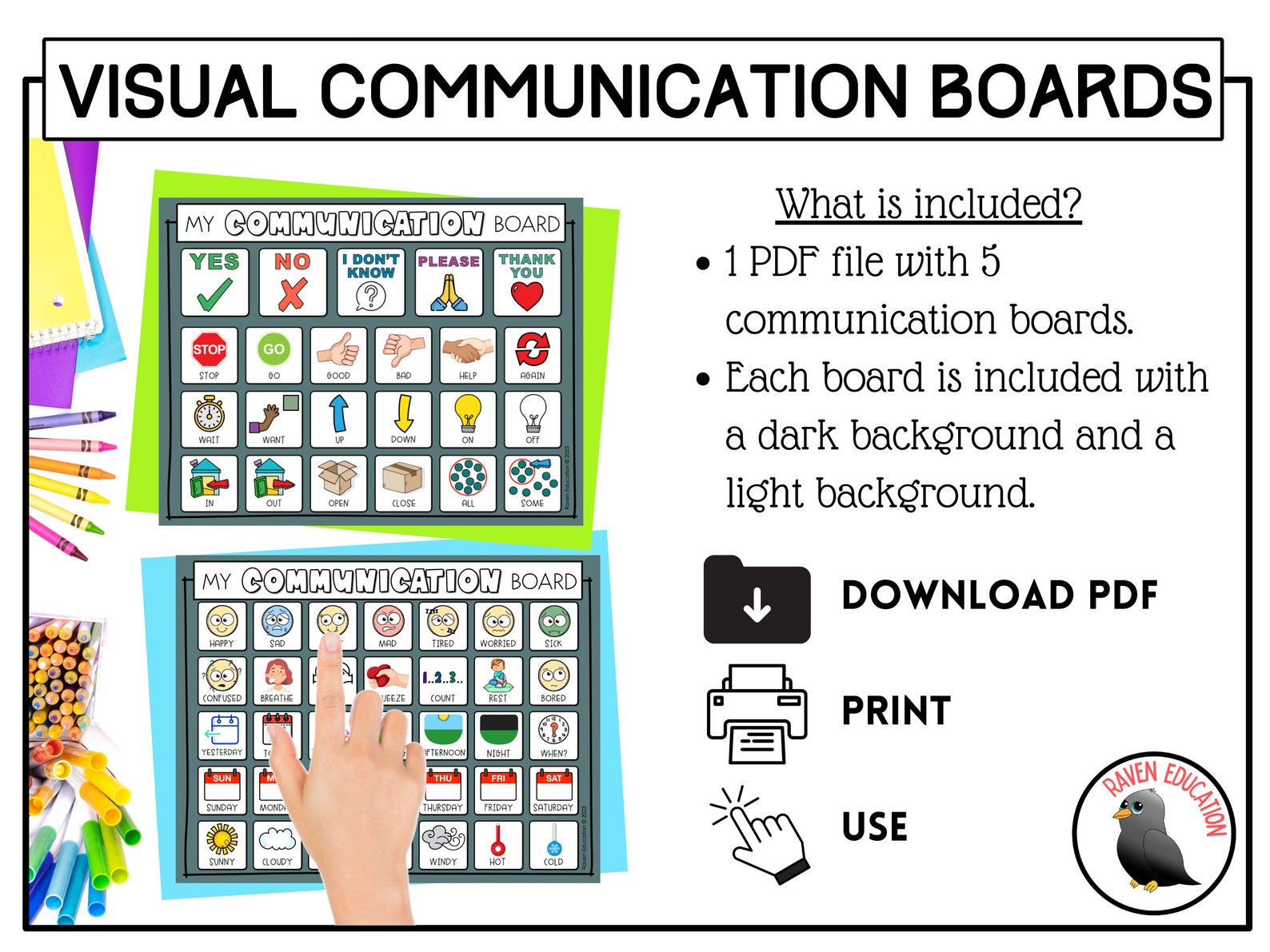 Visual Communication Boards (autism, Nonverbal, Special Education ...