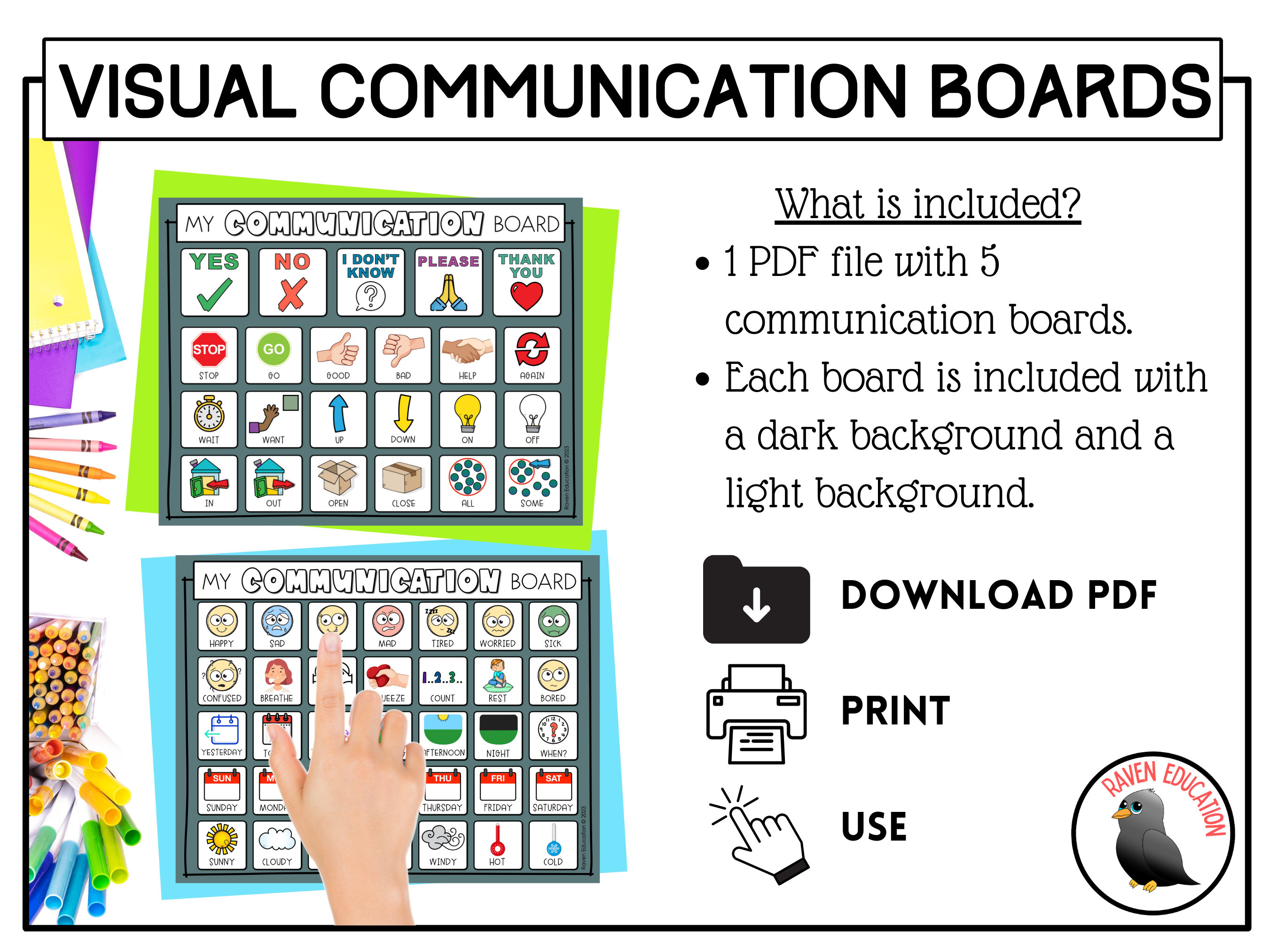 Visual Communication Boards (autism, Nonverbal, Special Education ...