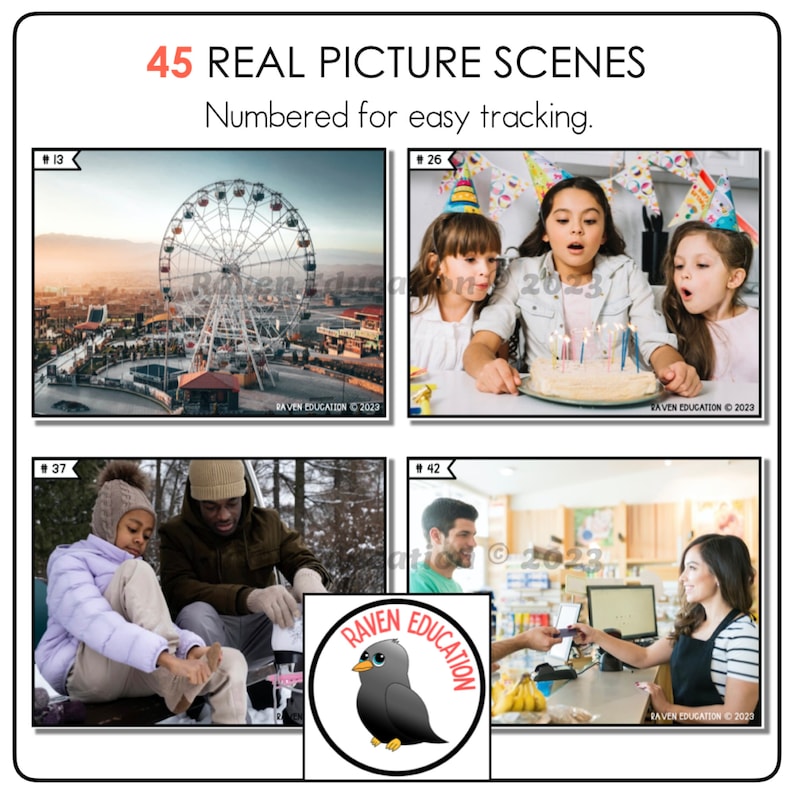 45 Real Picture Scenes Set 2 creative Writing / Inferencing / Wh ...