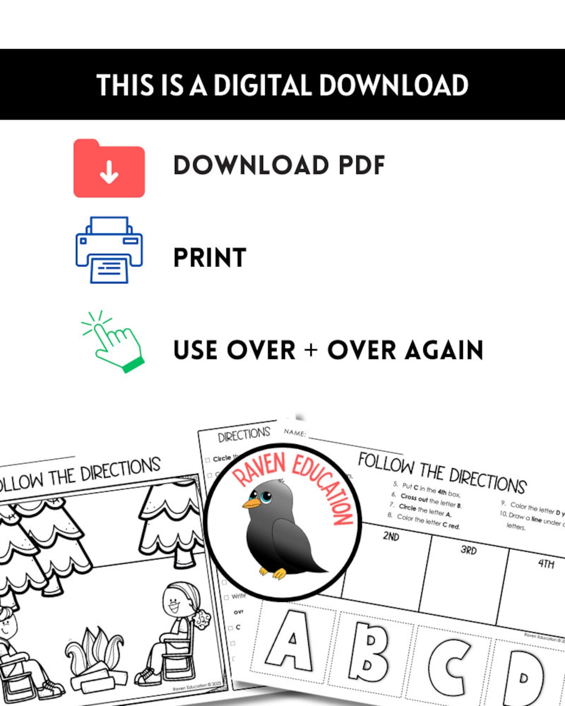 Following 1-step Directions: No-prep Worksheets speech Therapy, Special ...