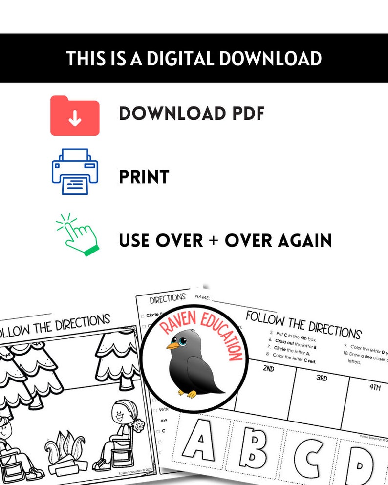 Following 1-step Directions: No-prep Worksheets (speech Therapy ...