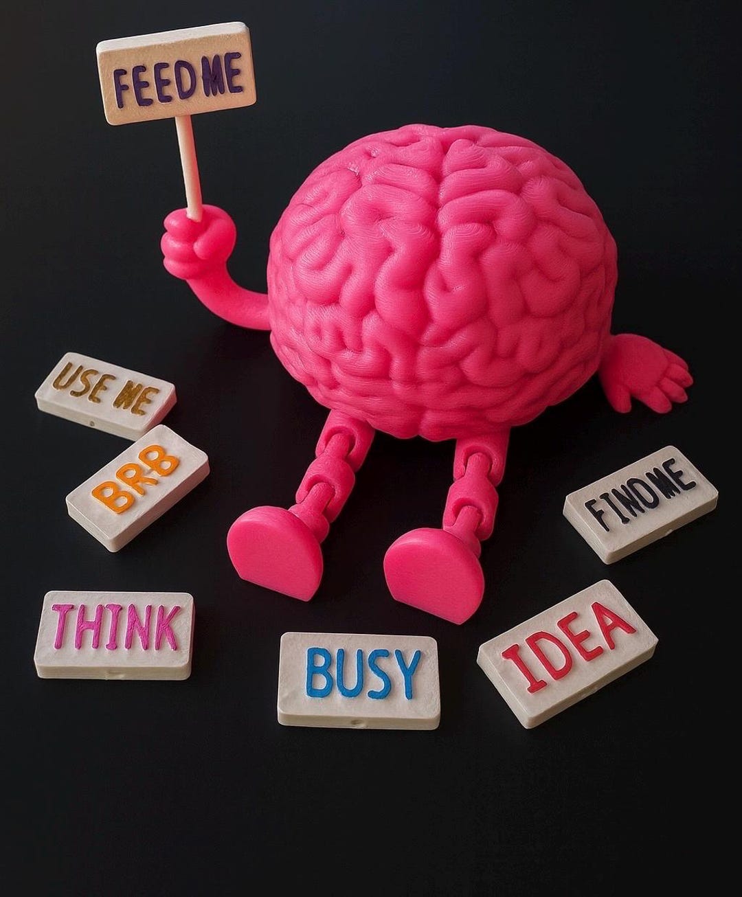 Funny Brain Desk Buddy Pink Brain Figurine With Interchangeable Signs ...