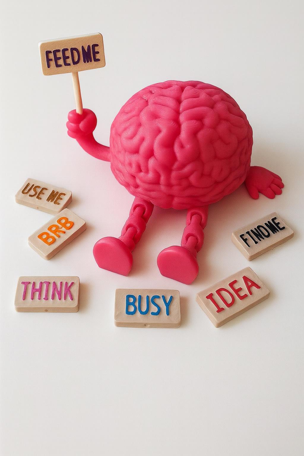Funny Brain Desk Buddy Pink Brain Figurine With Interchangeable Signs ...