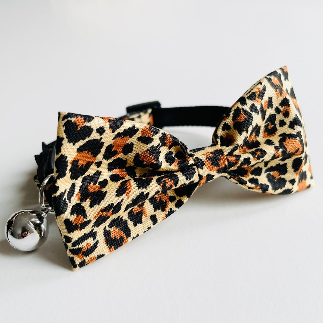 Cat Leopard Animal Print Cat Bow, Cat Collar, Kitten Collar, Cat ...
