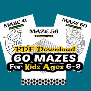 60 Kids Maze for Ages 6-8, Moderate to Hard Difficulty, Mazes With ...