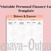 Personal Finance Log Template, Printable Balance, Expense Tracker ...
