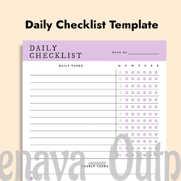Daily Task Checklist Printable - Etsy