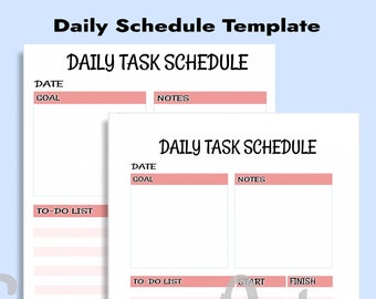 Printable Daily Schedule Template, Blank Daily Task Sheet, Print and ...