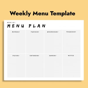 Printable Weekly Menu Plan Template, Downloadable Meal Prep Planner ...
