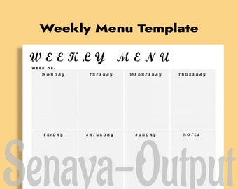 Printable Weekly Menu Template Downloadable Meal Prep - Etsy
