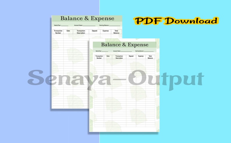 Personal Finance Log Template, Printable Balance, Expense Tracker ...