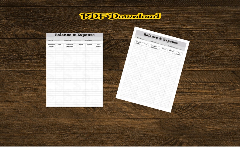 Personal Finance Log Template, Printable Balance, Expense Tracker ...