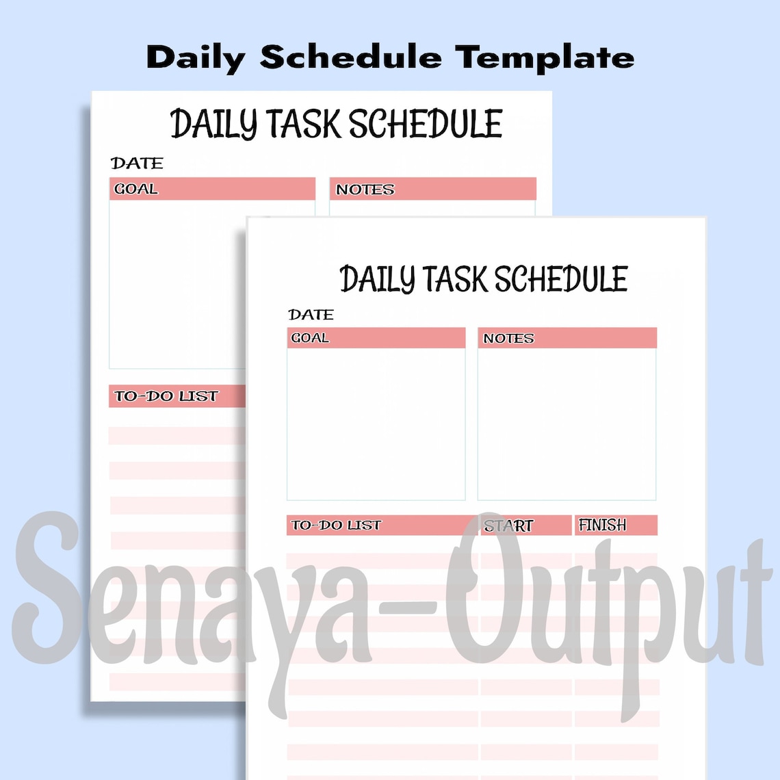 Printable Daily Task Schedule Template, Blank Daily Task Sheet, Print ...