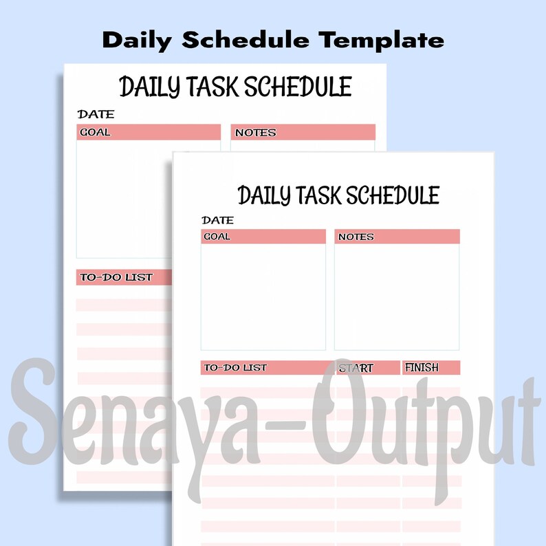 Printable Daily Task Schedule Template, Blank Daily Task Sheet, Print ...