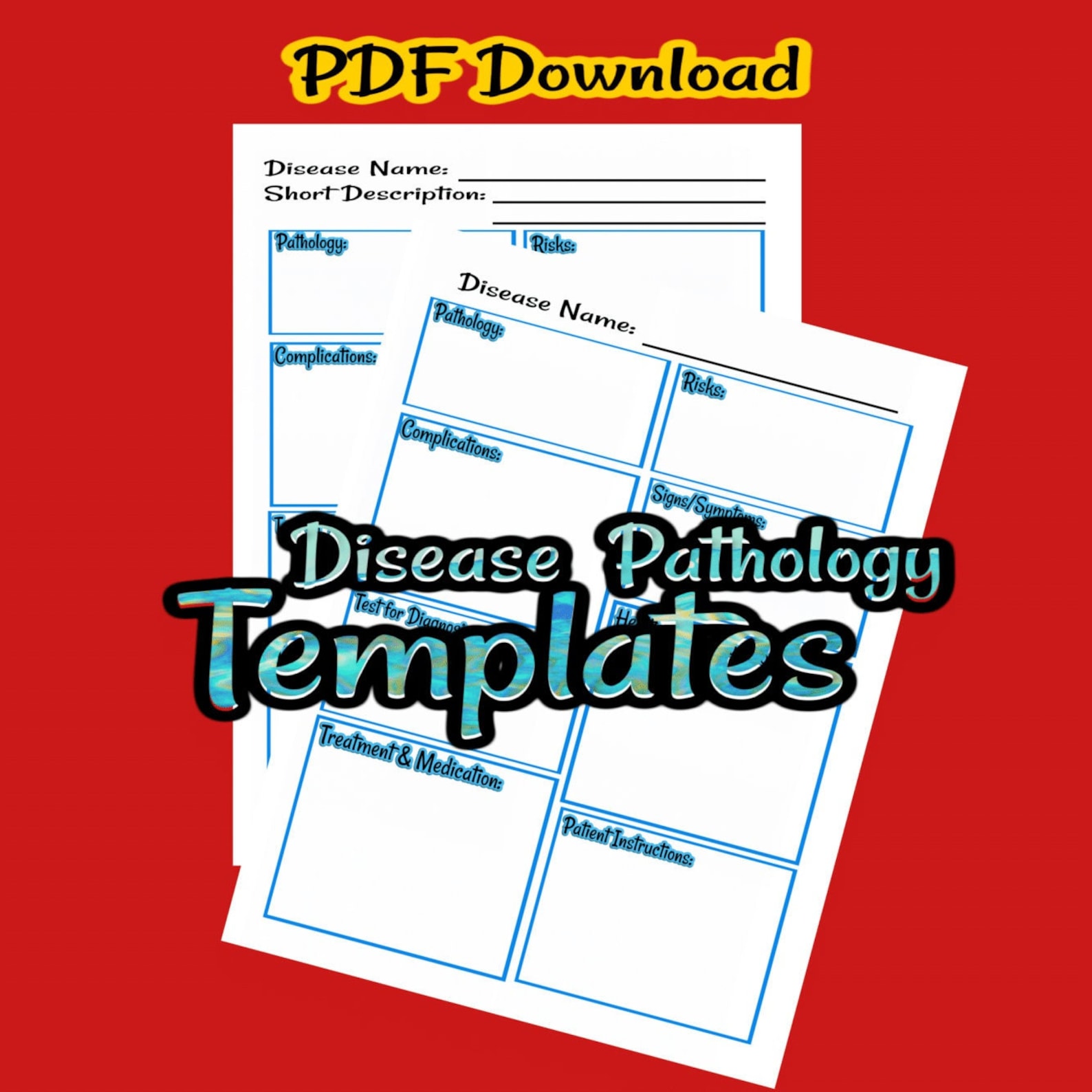 Pathology Nursing School Study Templates, Nursing Notes Blanks, Disease ...