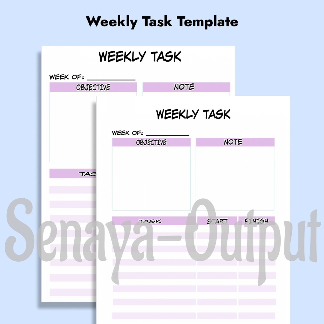 Printable Weekly Task List Template, Blank Weekly Task, Print and Fill ...