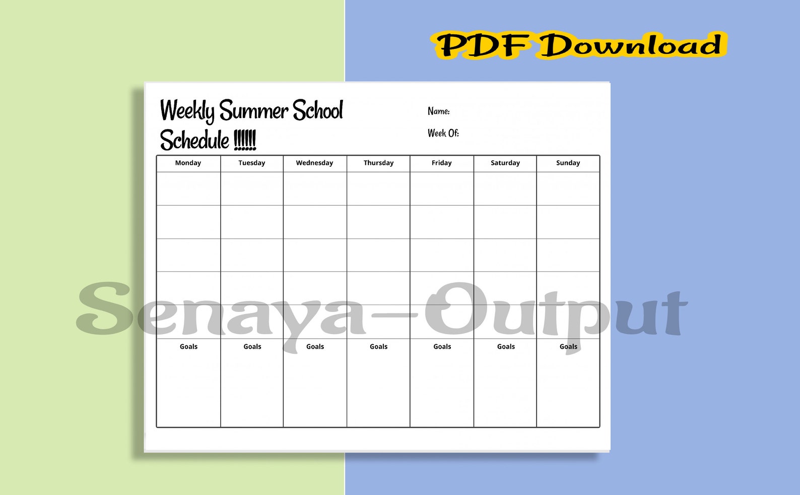 Weekly Summer School Schedule Template, Planner, Middle School, High ...