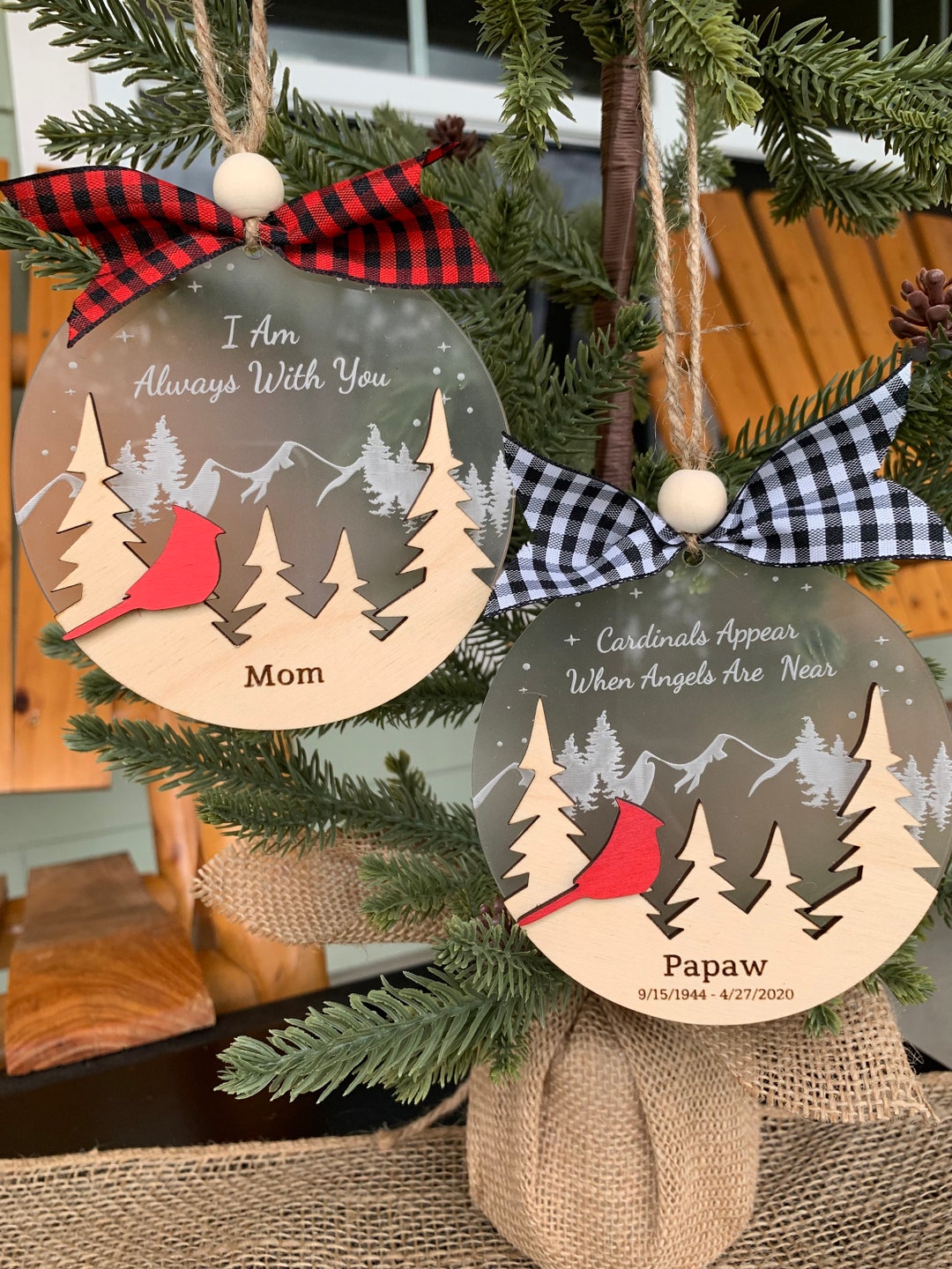 Memorial Ornament,personalized in Memory of Ornament, Cardinal Memorial ...