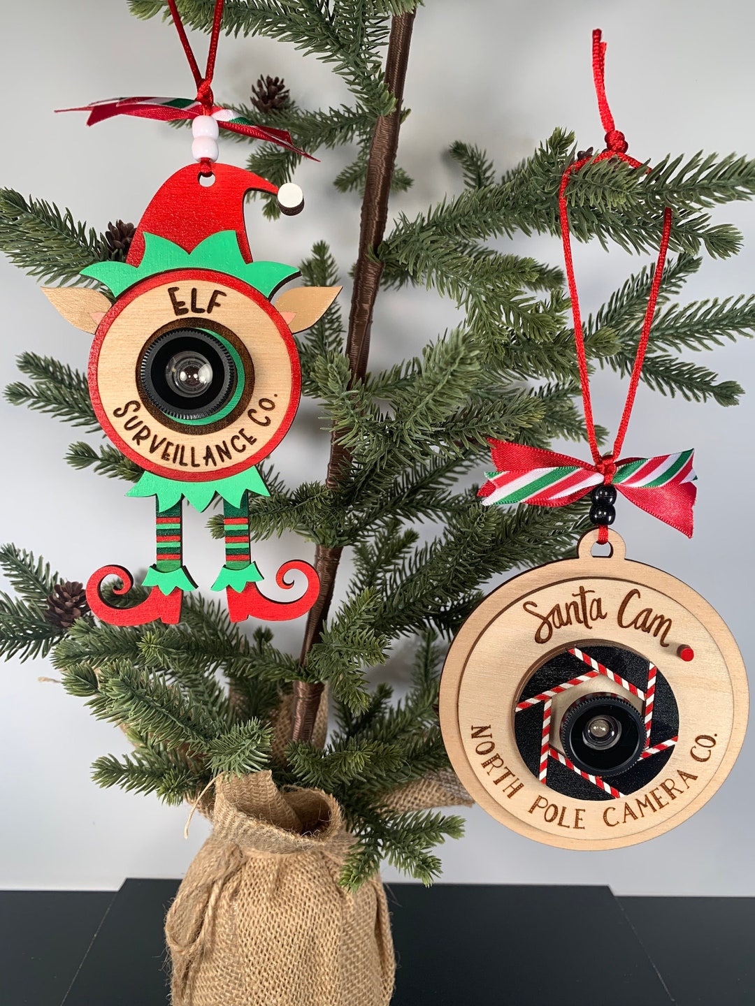 Santa Cam Ornament, Elf Surveillance Cam Ornament, Christmas Ornament ...