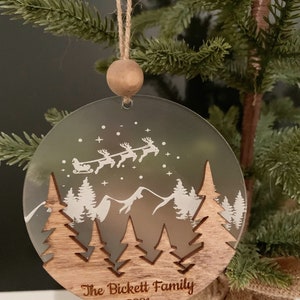 Personalized Christmas Scene Ornament, Holiday Ornament, Christmas Tree Ornament, Mountain ...