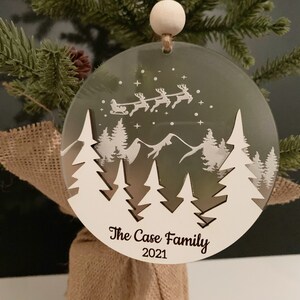 Personalized Christmas Scene Ornament, Holiday Ornament, Christmas Tree Ornament, Mountain ...