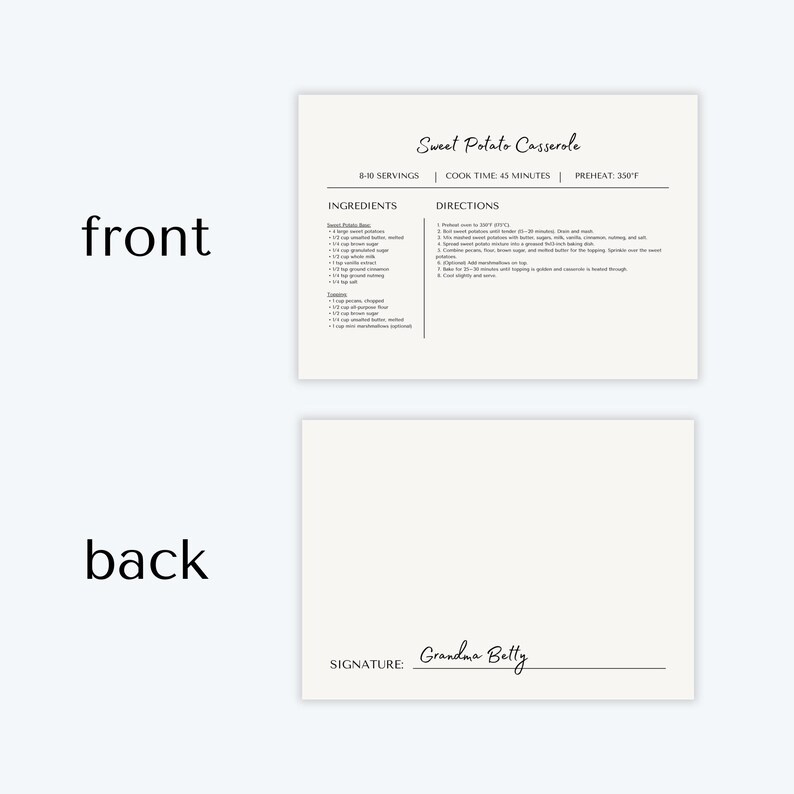 Recipe Card Editable Digital Download Simple Recipe Card Template ...