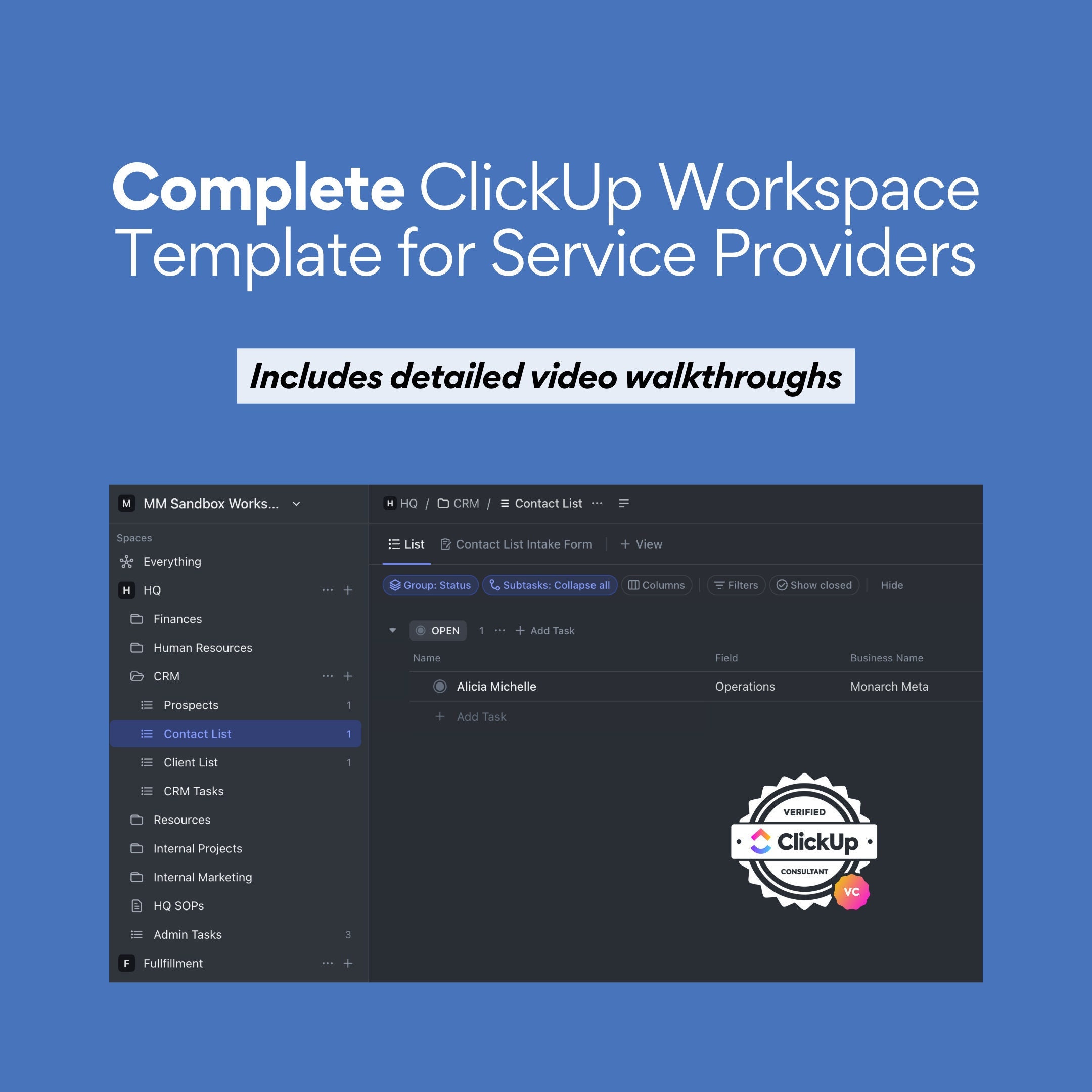 Clickup Template Workflow Organizer for Agencies Service Providers Digital Workspace Project ...
