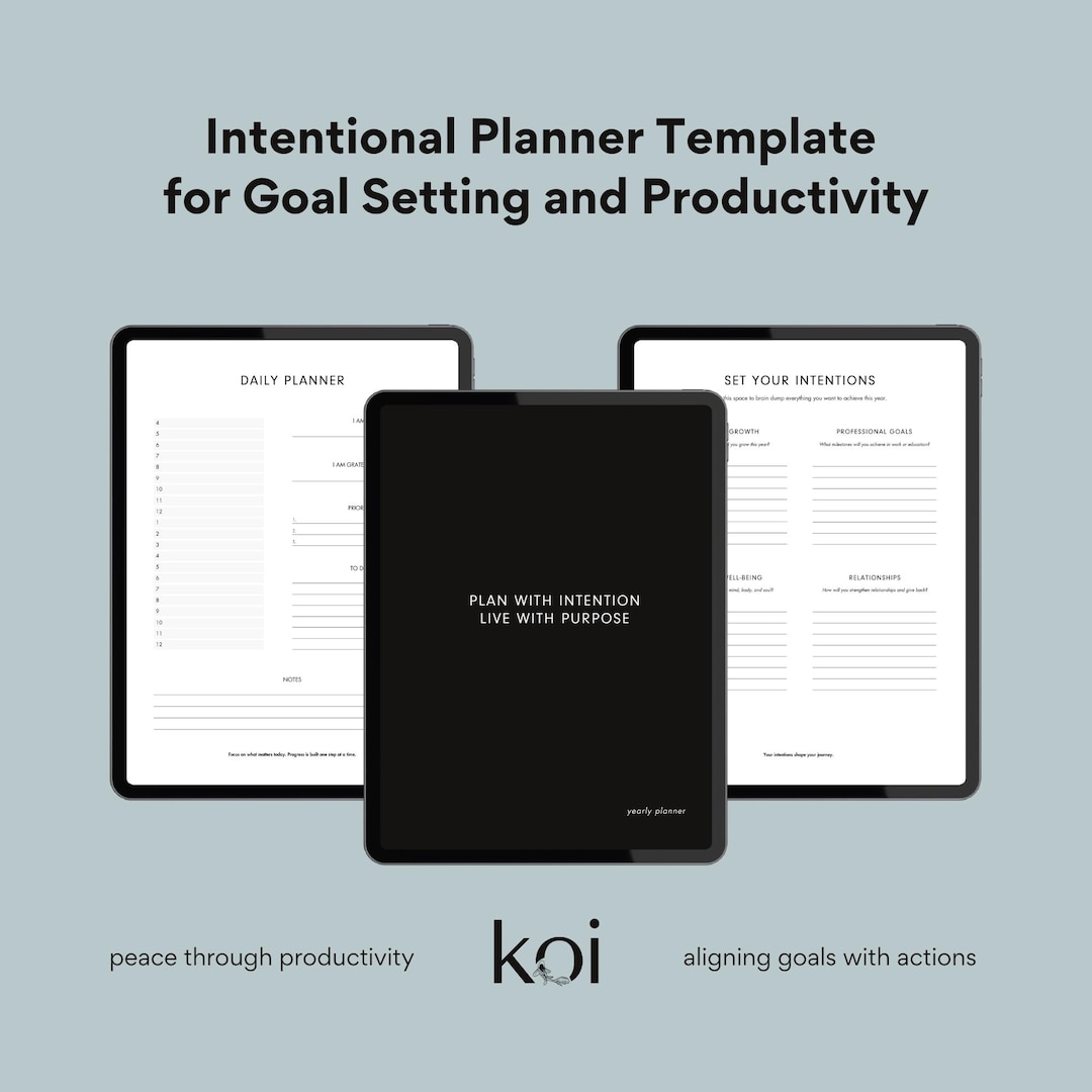 Planner Template for Goal Setting Yearly Planner Intentional Planning ...