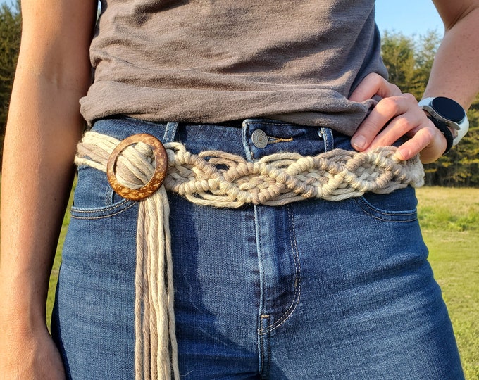 Handmade Macrame Belt With Coconut Buckle - Multi-colored! - Etsy