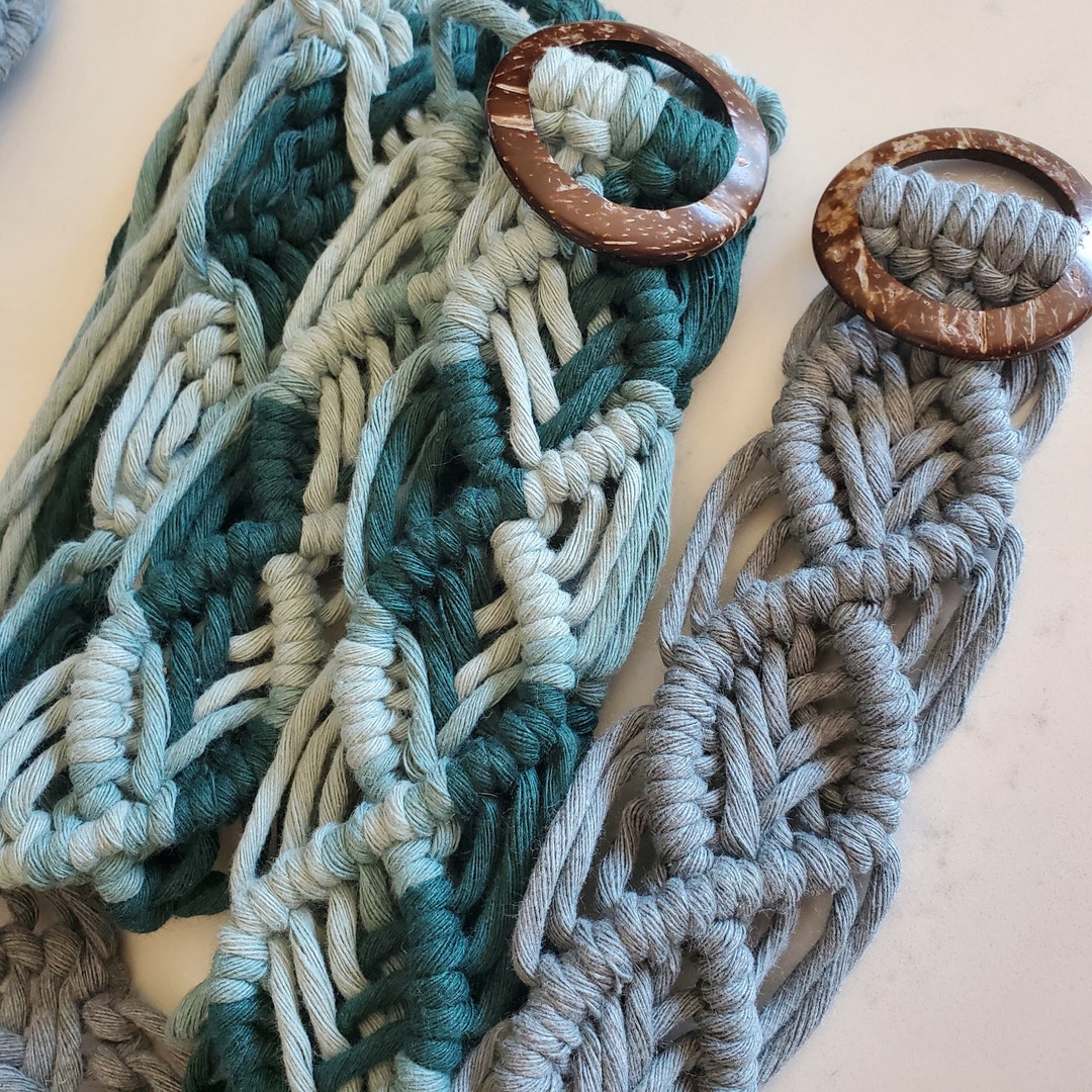 Custom Handmade Macrame Belt With Coconut Buckle & Recycled Cotton Cord ...