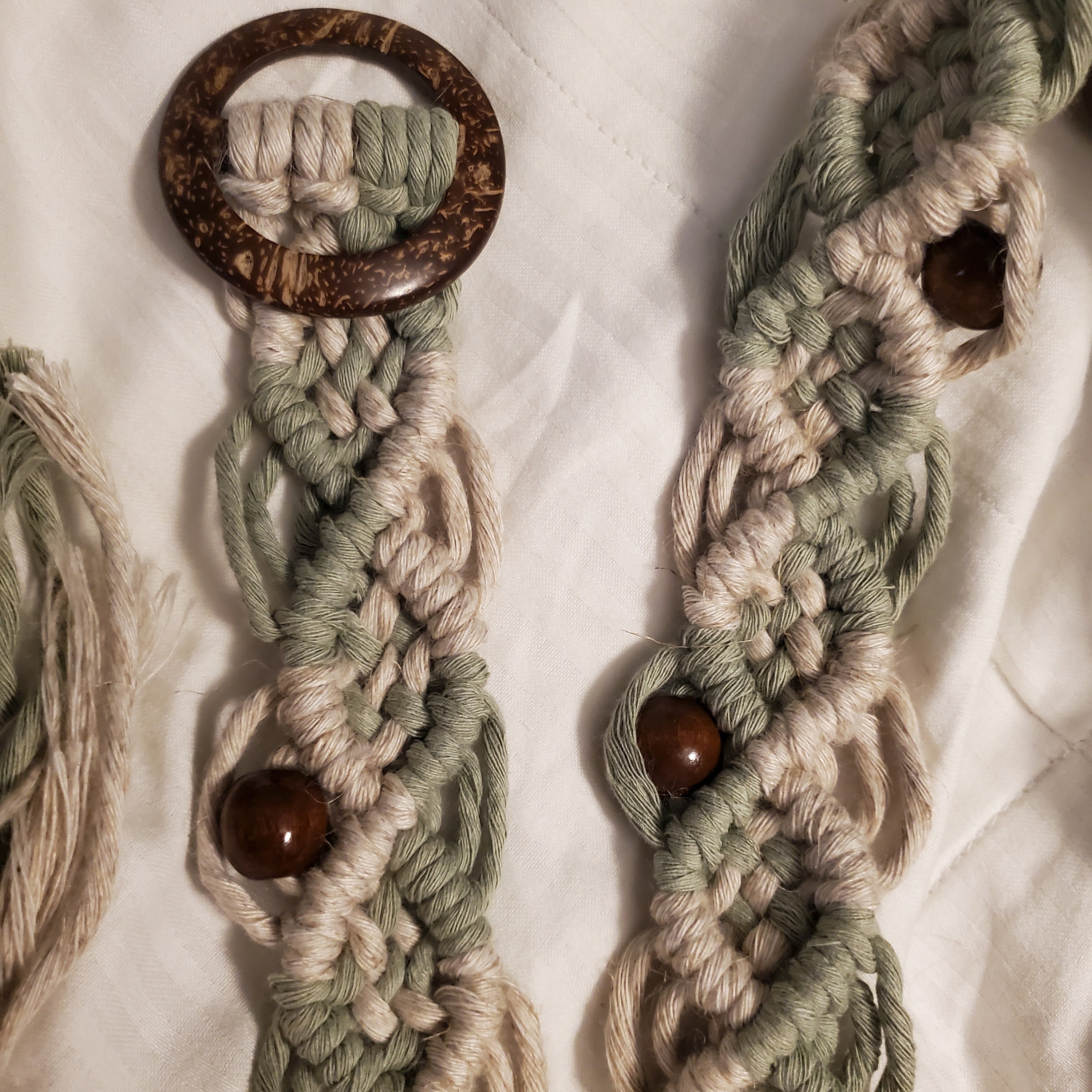 Handmade Macrame Belt With Coconut Buckle & Wooden Beads - Multi ...