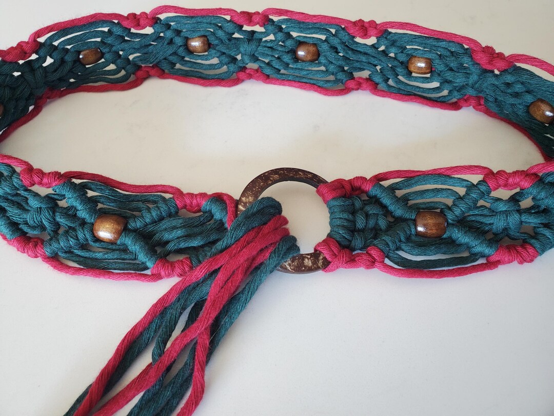 Wide Macrame Belt With Beads - Made to Order With Several Color Options ...