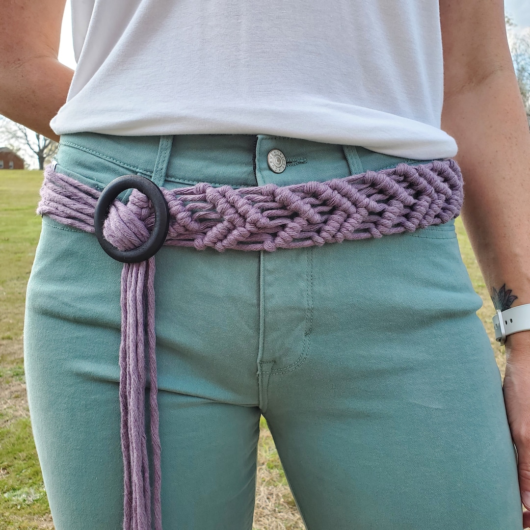 Boho Macrame Belt With Dark Buckle - SOFT Recycled Cotton! - Etsy