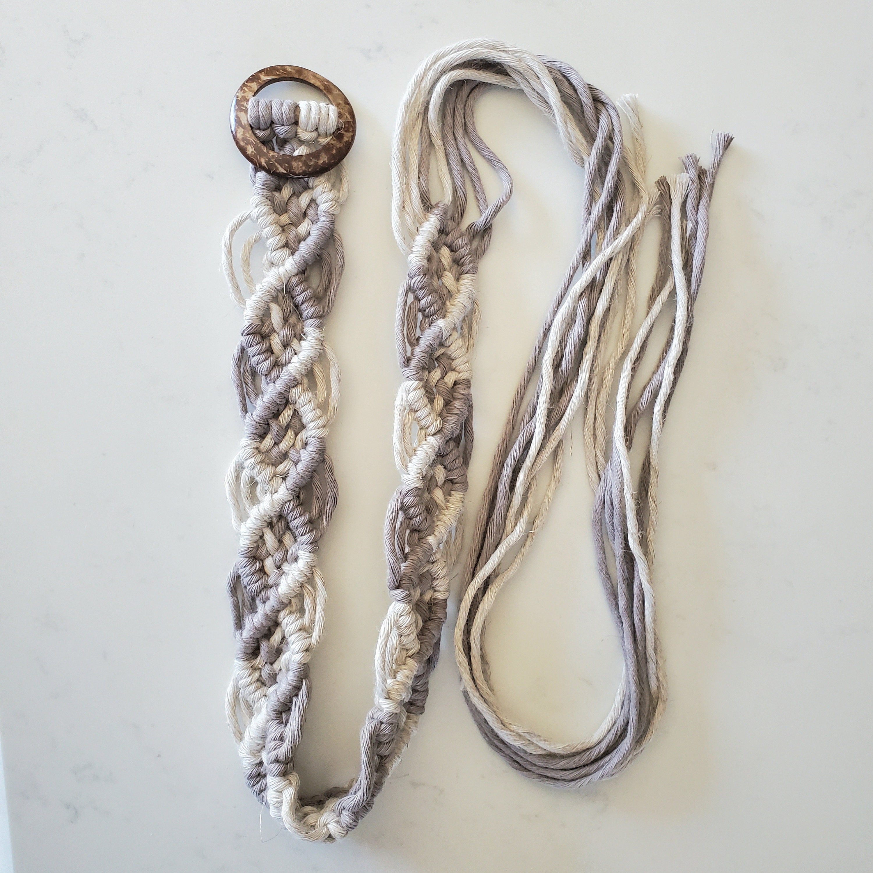 Handmade Macrame Belt With Coconut Buckle - Multi-colored! - Etsy