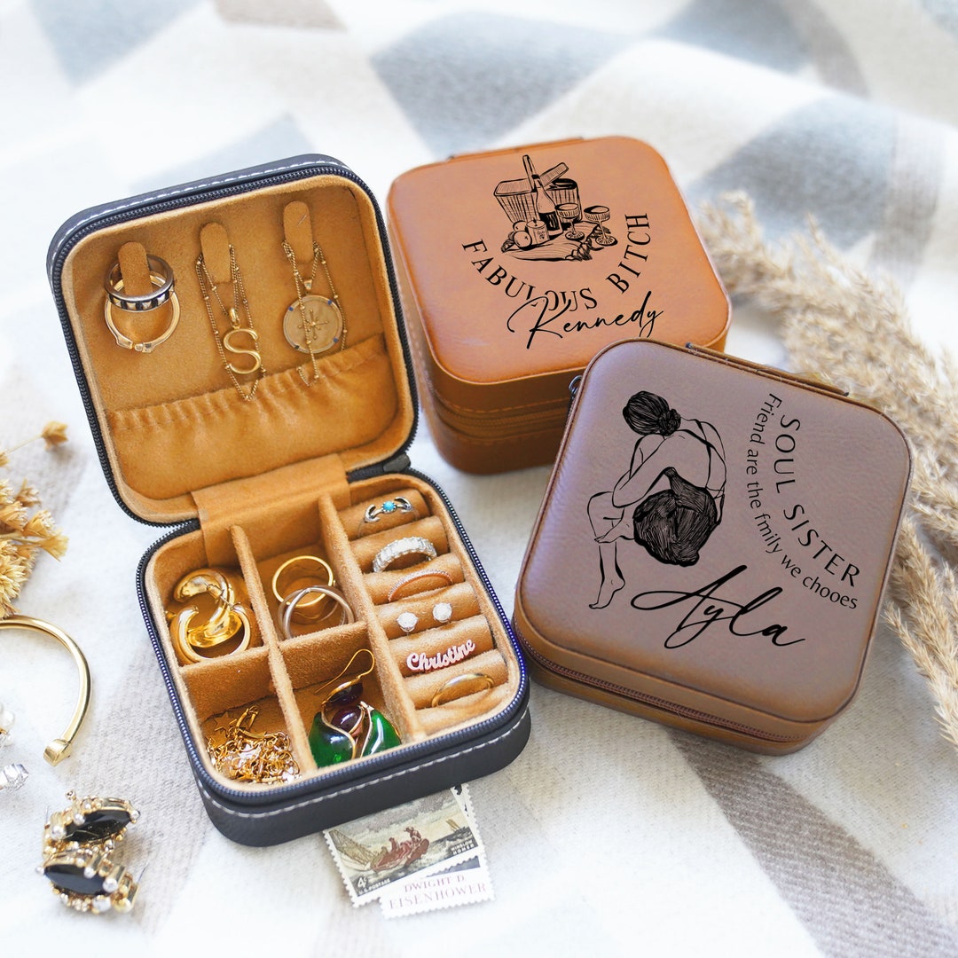 Personalized Jewelry Box Travel Jewelry Case for Best Friend Unique ...