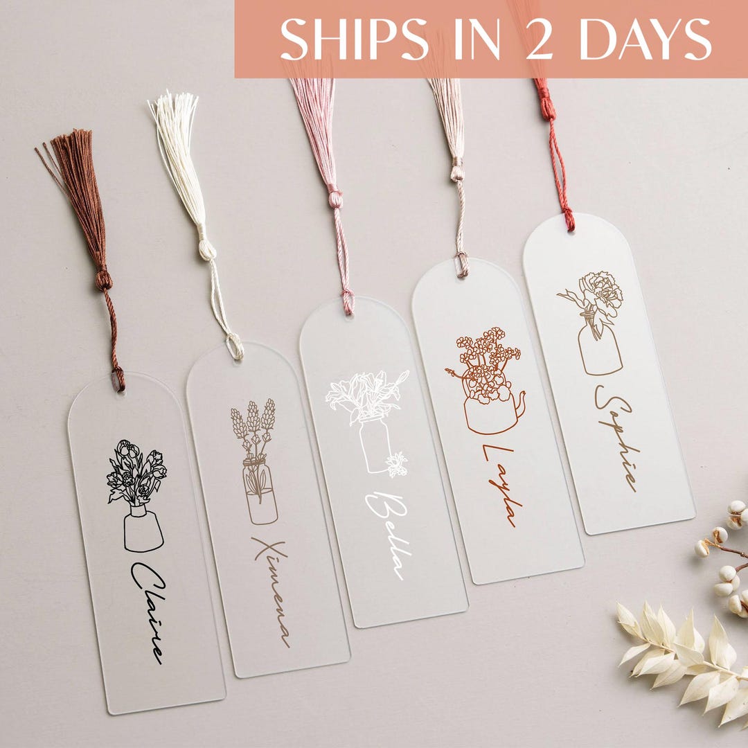Birth Flower Acrylic Bookmark, Mens Gift, Book Lover Gifts, Gift for ...