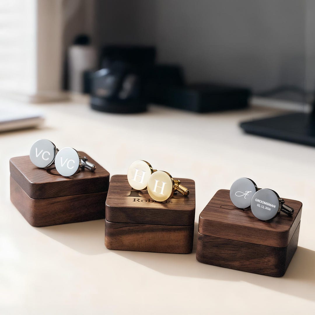 Set of 4, 5, 6 Groomsmen Cufflinks With Box, Gift for Him, Bulk ...