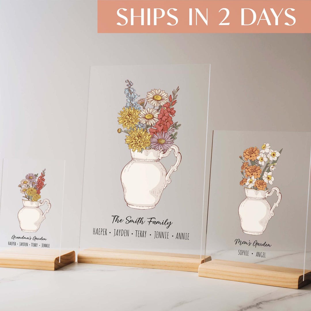 Personalized Birth Flower Music Plaque, Gift for Women, Custom Acrylic ...