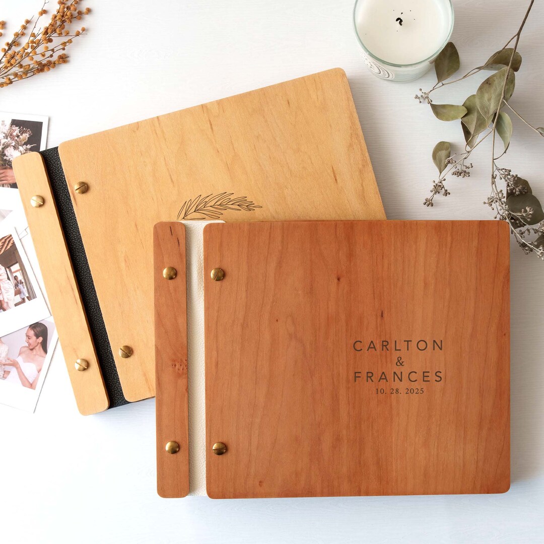 Personalized Maple Wood Reception Book , Engraved Wooden Wedding Guest ...