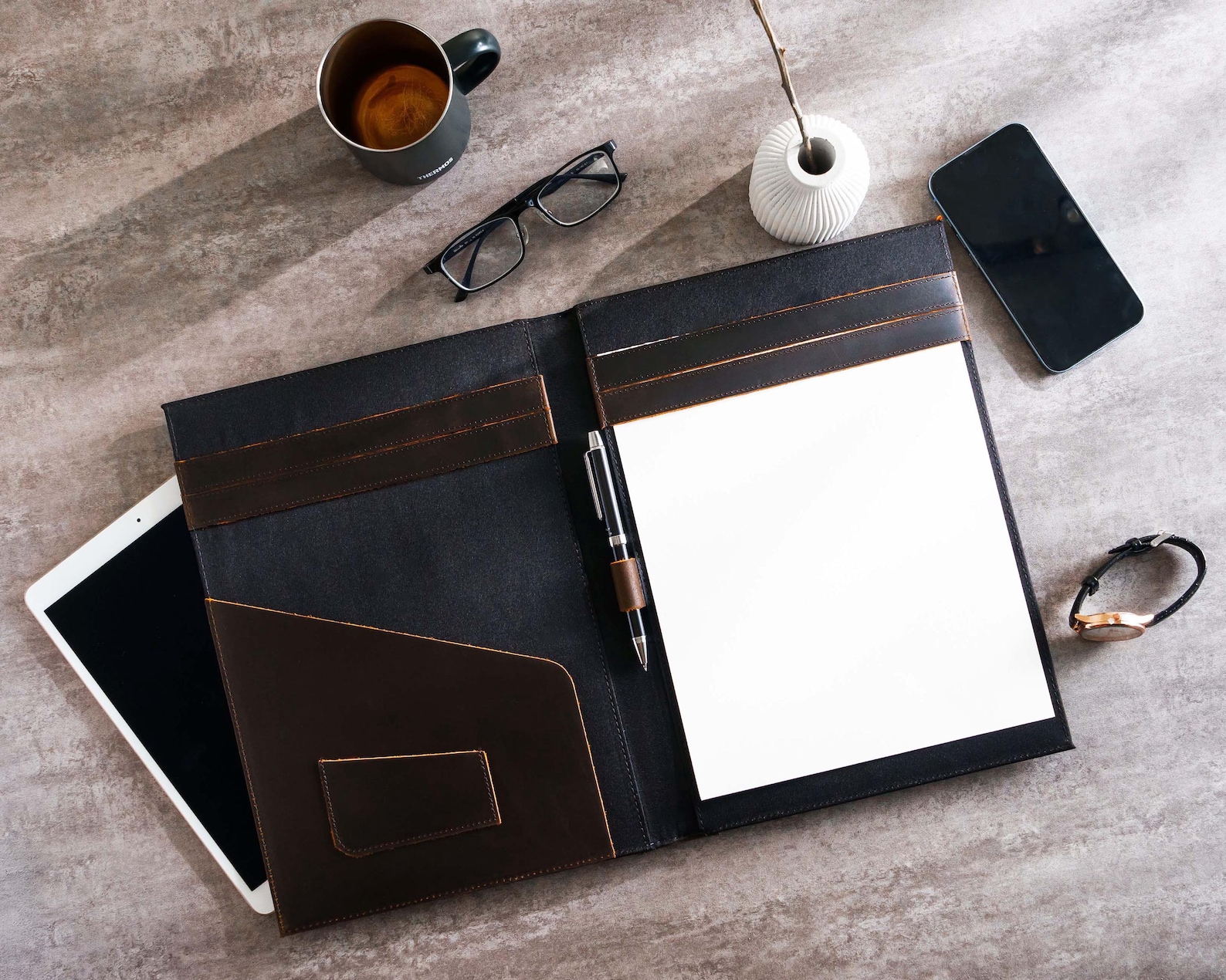 Personalized Leather Executive Portfolio Organizer, Best Dad Gift, Full ...