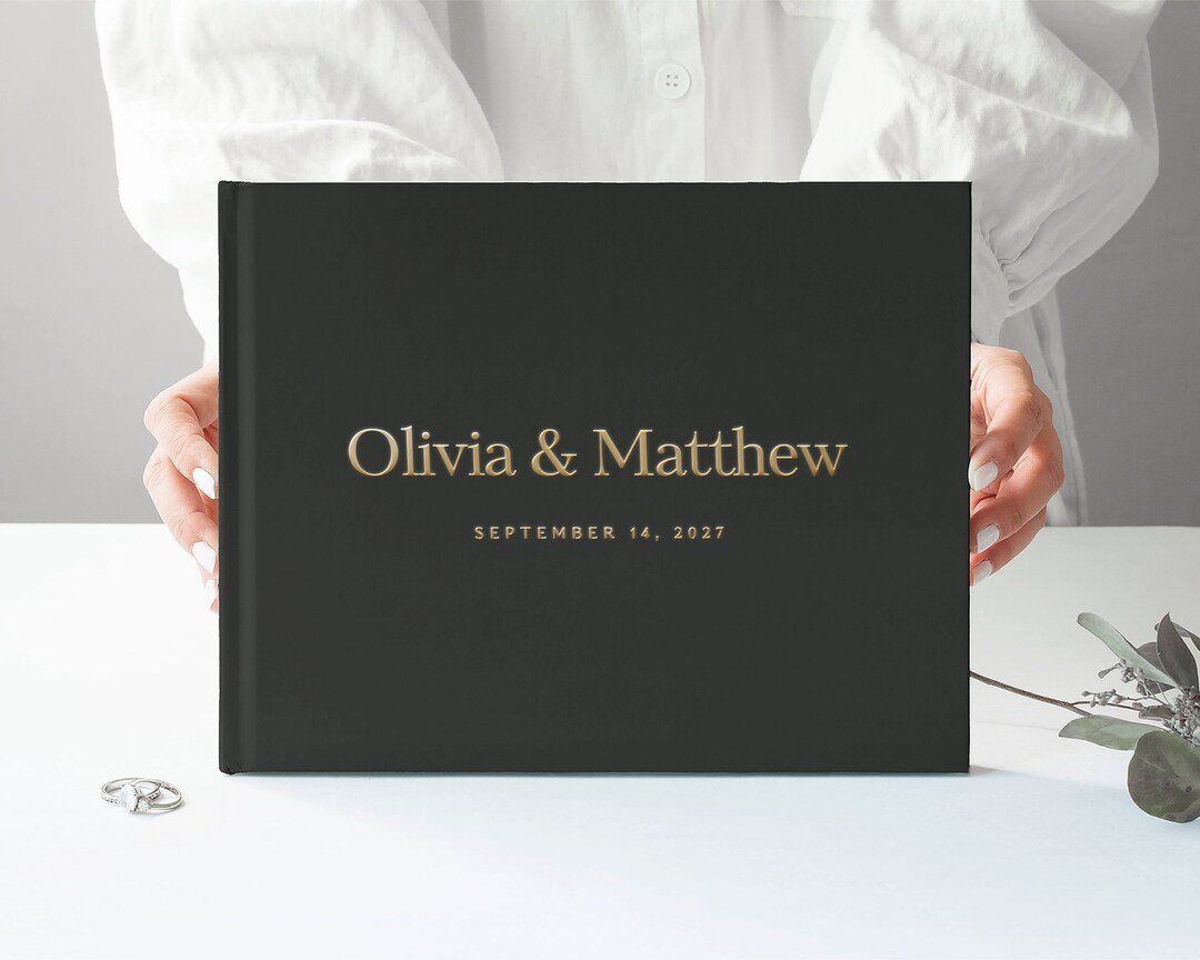 Custom Wedding Guest Book , Traditional Guest Book , Gold Foil Guest ...