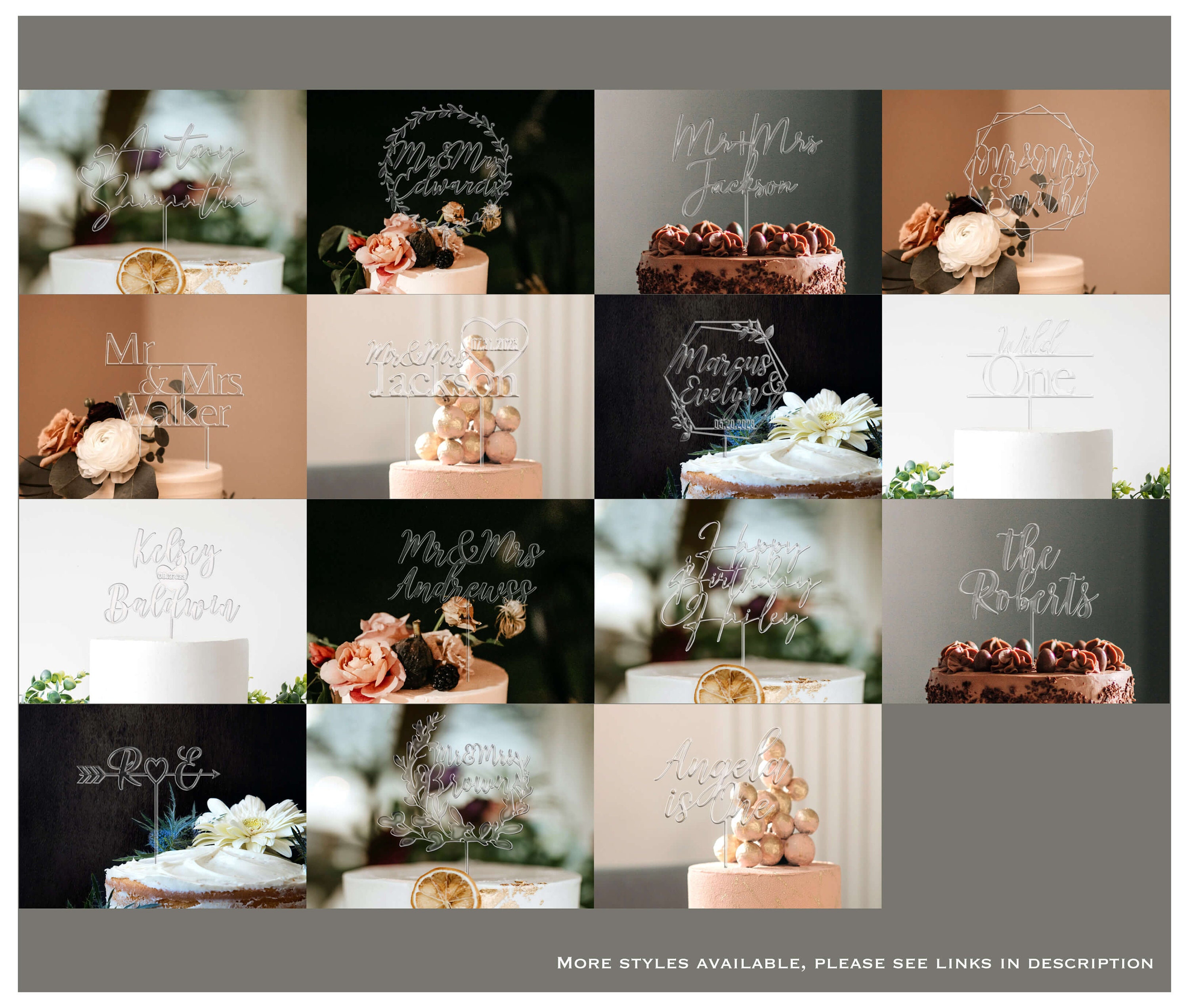 Personalized Acrylic Cake Topper Custom Name Wedding Cake - Etsy