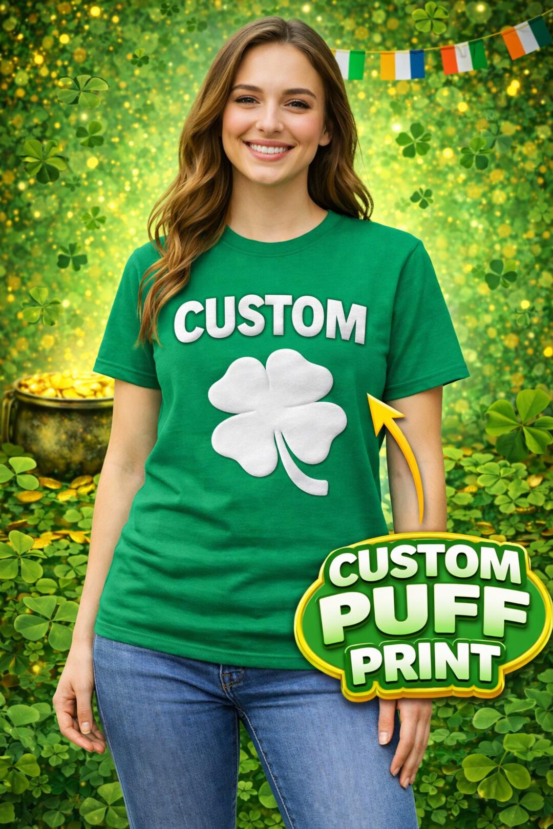 Custom Puff Print St Patrick Shirt, Irish Shamrock T Shirt - Etsy