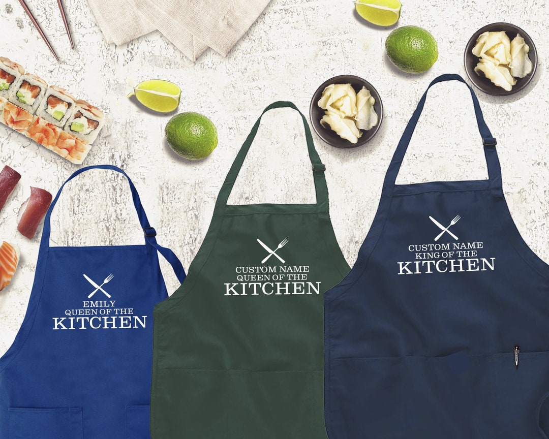 Personalised King and Queen of the Kitchen Apron Baking, Custom Name ...