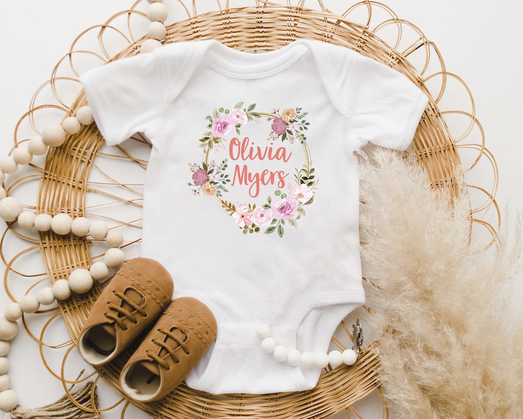 Personalized Baby Girl Onesie®, Floral Baby Girl Shirt, Custom Baby ...