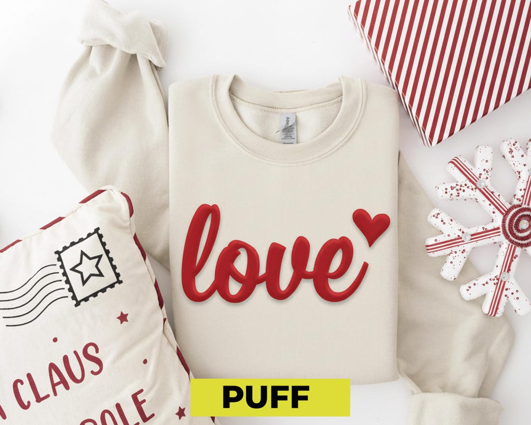 Love Heart Puff Print Sweatshirt: XOXO Custom Sweater, Valentines Day ...