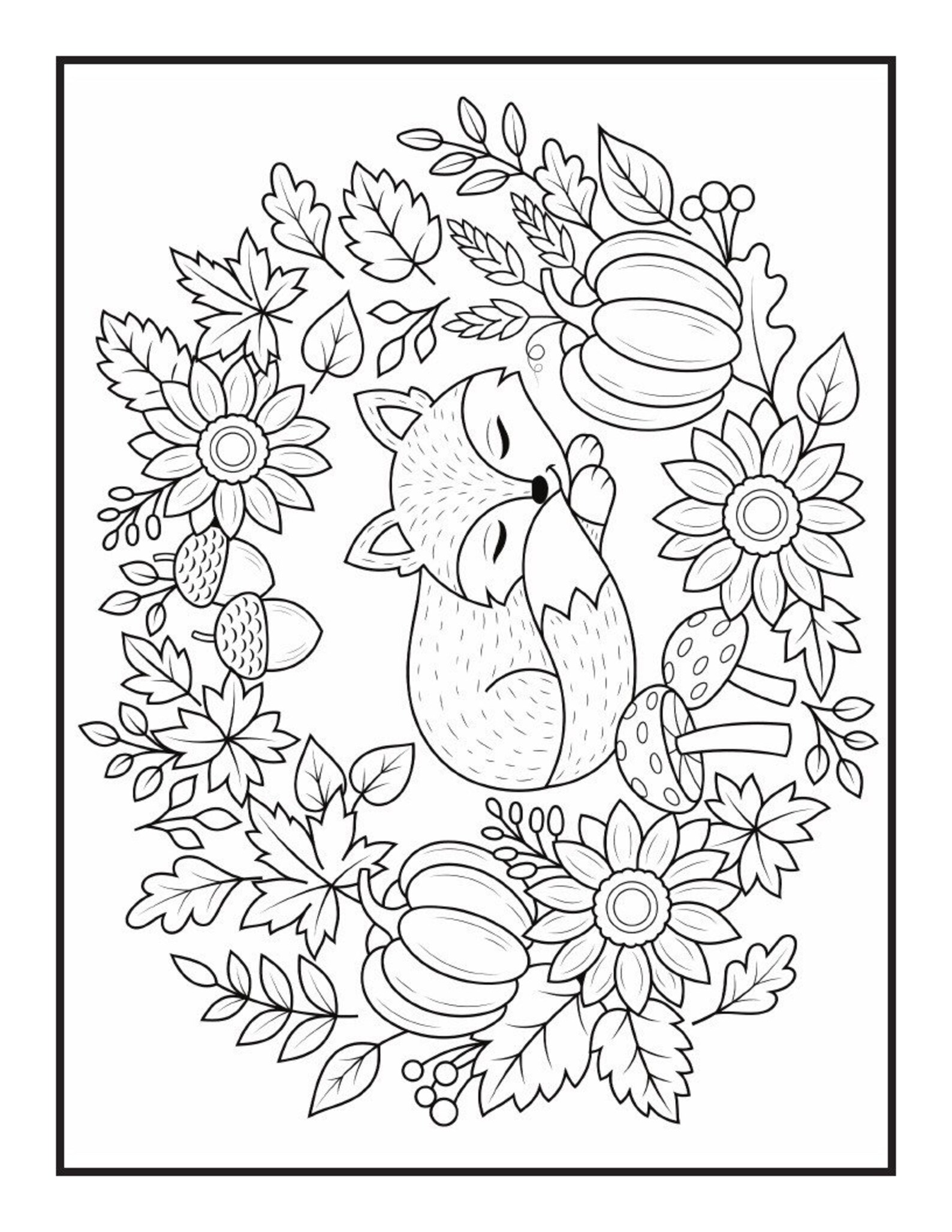 FALL COLORING BOOK Printable Digital Coloring Sheets Etsy