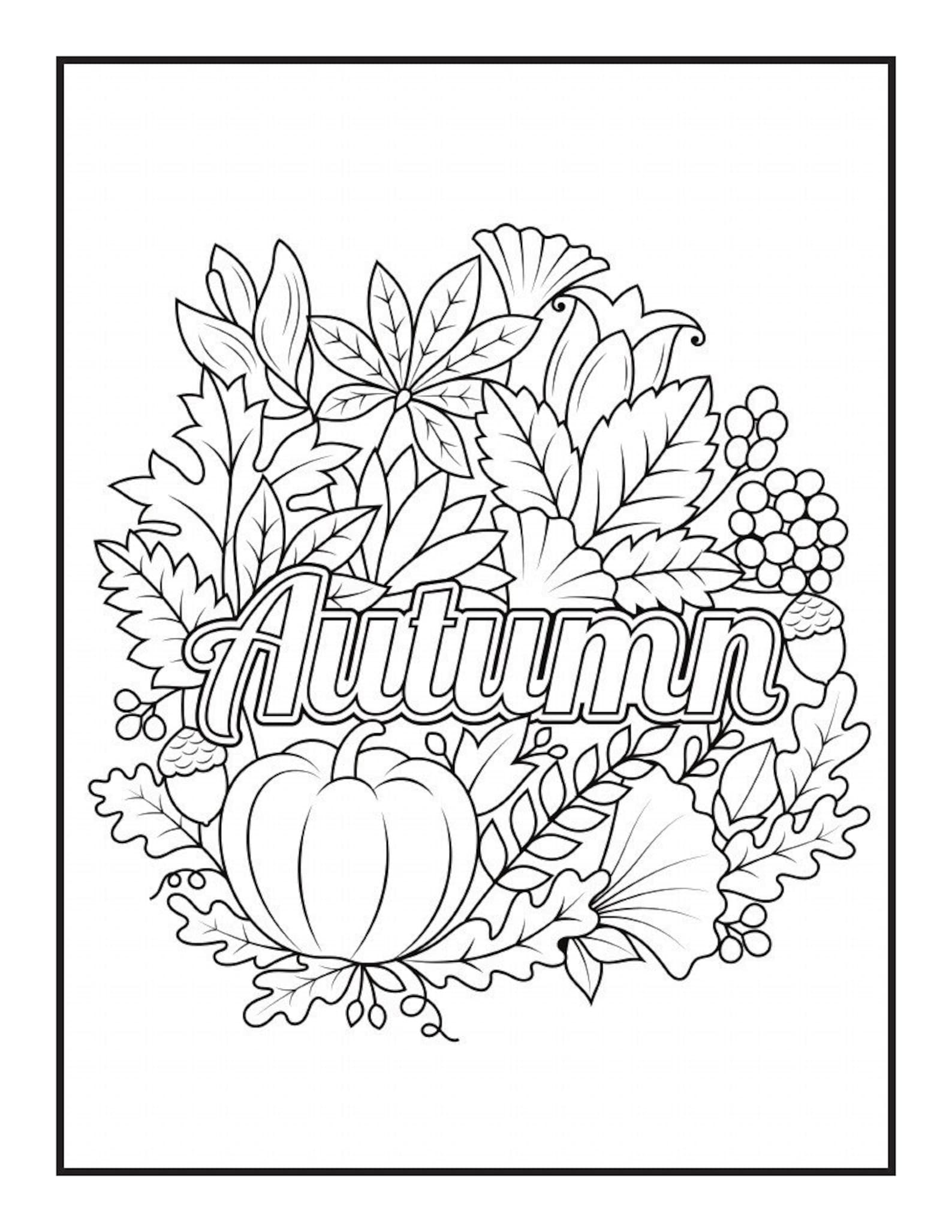FALL COLORING BOOK | Printable, Digital Coloring Sheets, Pumpkin, Ipad ...