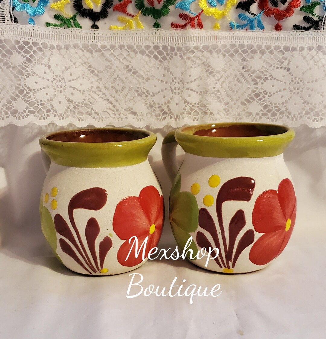 Pair of Beautiful Mexican Jarritos, Color Green Lemon, Hermoso Par De ...